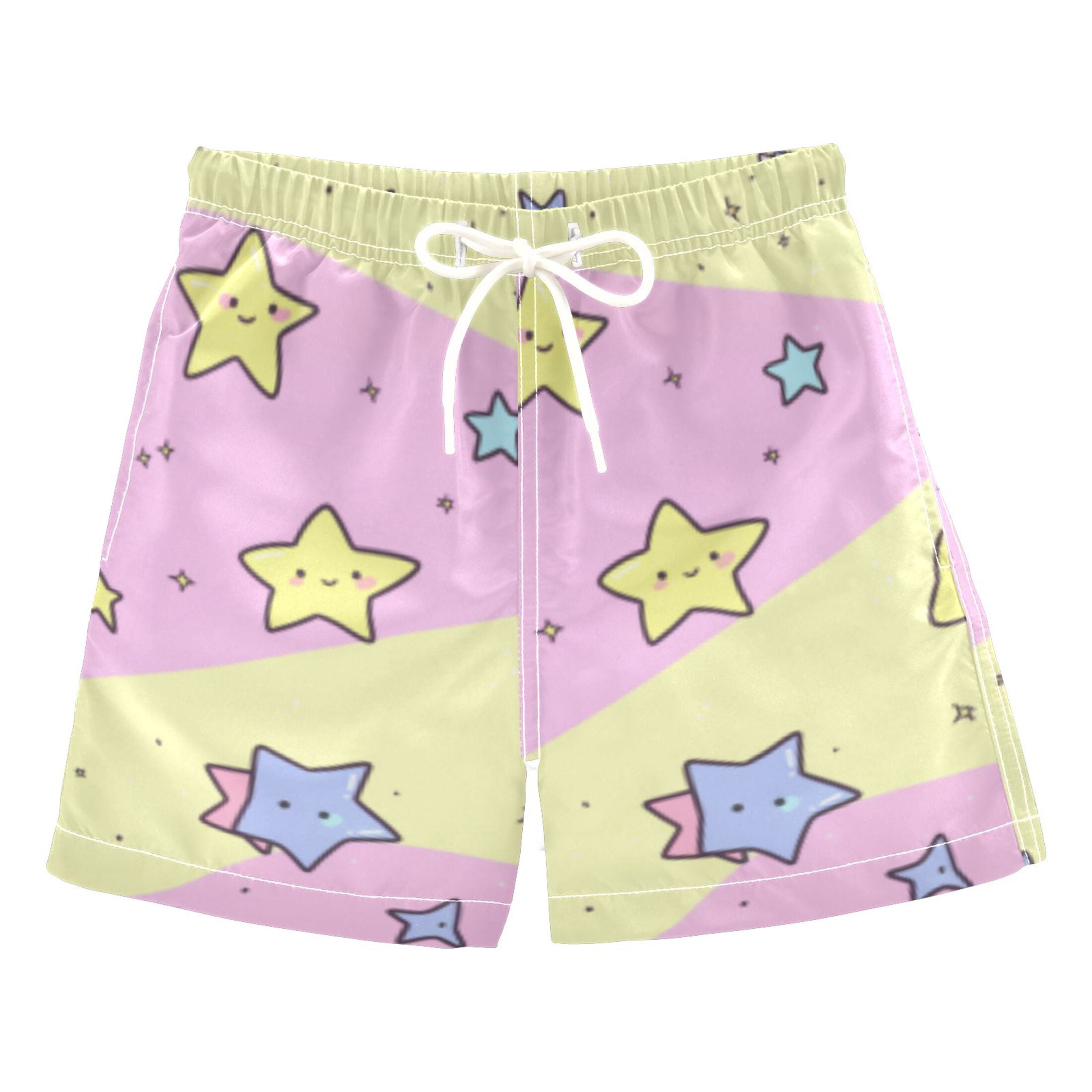 Happy Stars Pattern Swim Trunks Quick Dry Beach Pool Board Shorts ...