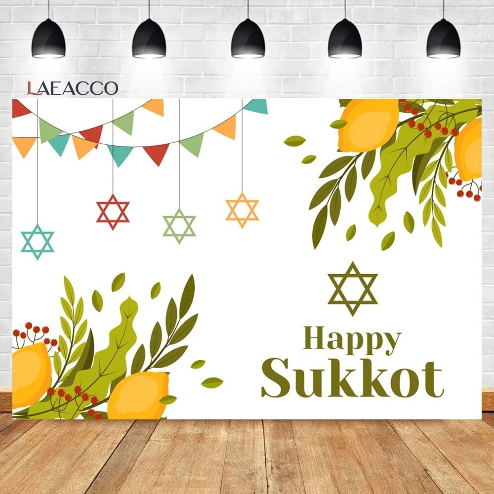 Happy Sukkot Backdrop Sukkah Etrog Lulav Jewish Holiday Celebration ...
