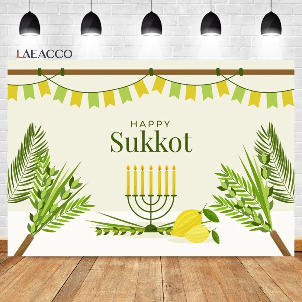 Happy Sukkot Backdrop Sukkah Etrog Lulav Jewish Holiday Celebration ...