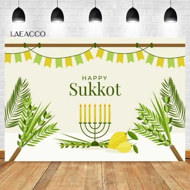 Happy Sukkot Backdrop Sukkah Etrog Lulav Jewish Holiday Celebration ...