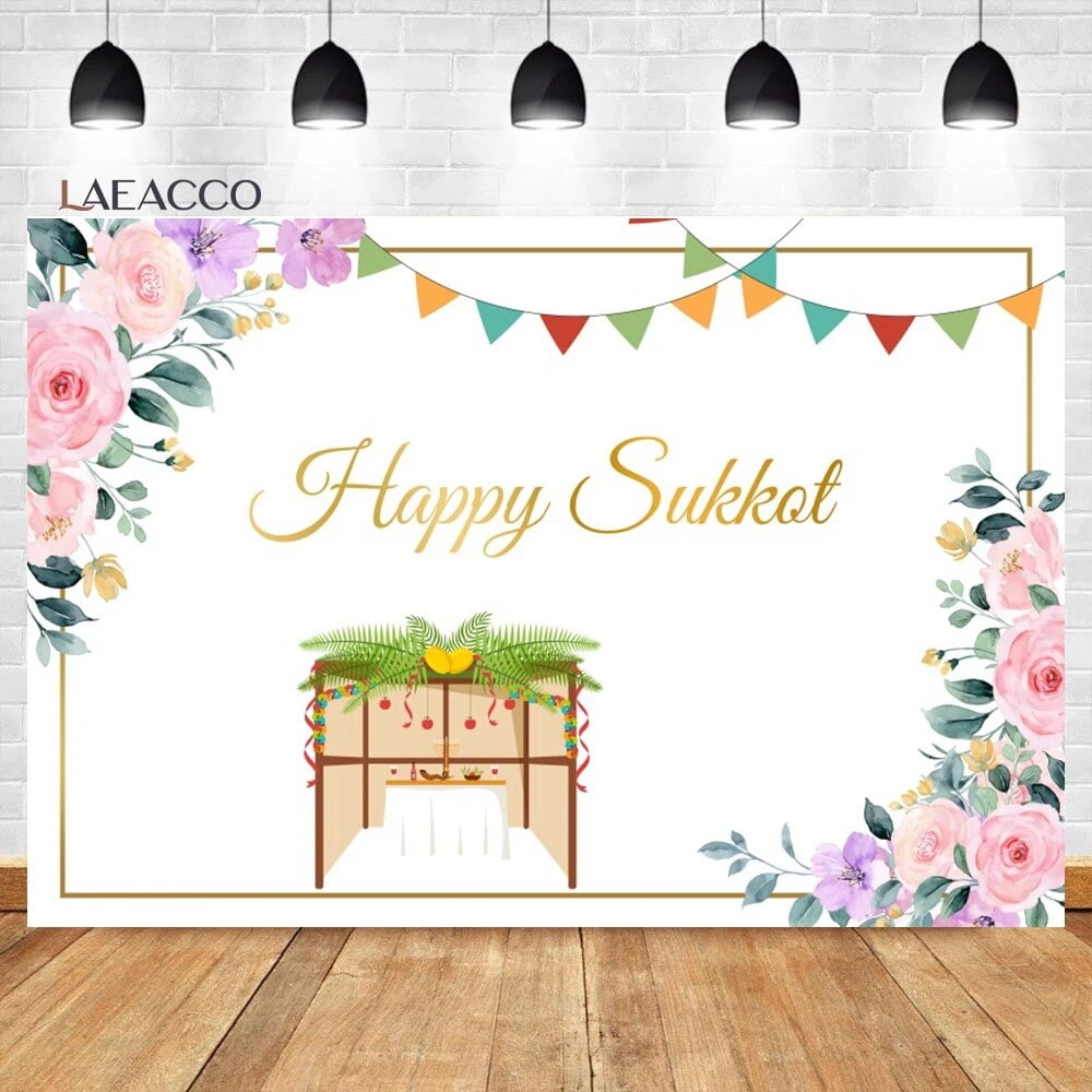 Happy Sukkot Backdrop Sukkah Etrog Lulav Jewish Holiday Celebration ...