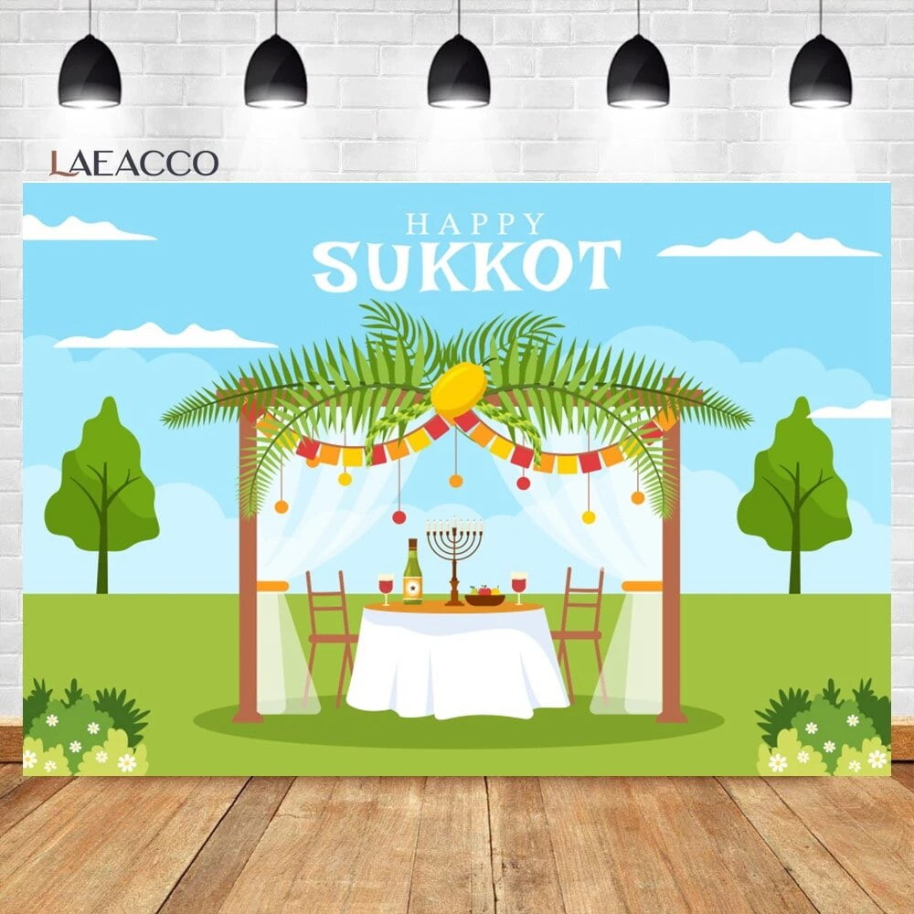 Happy Sukkot Backdrop Sukkah Etrog Lulav Jewish Holiday Celebration ...