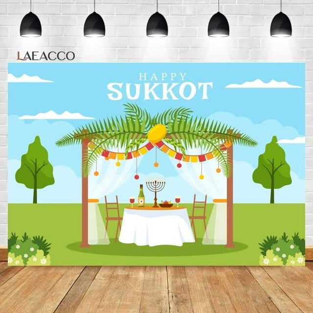 Happy Sukkot Backdrop Sukkah Etrog Lulav Jewish Holiday Celebration ...