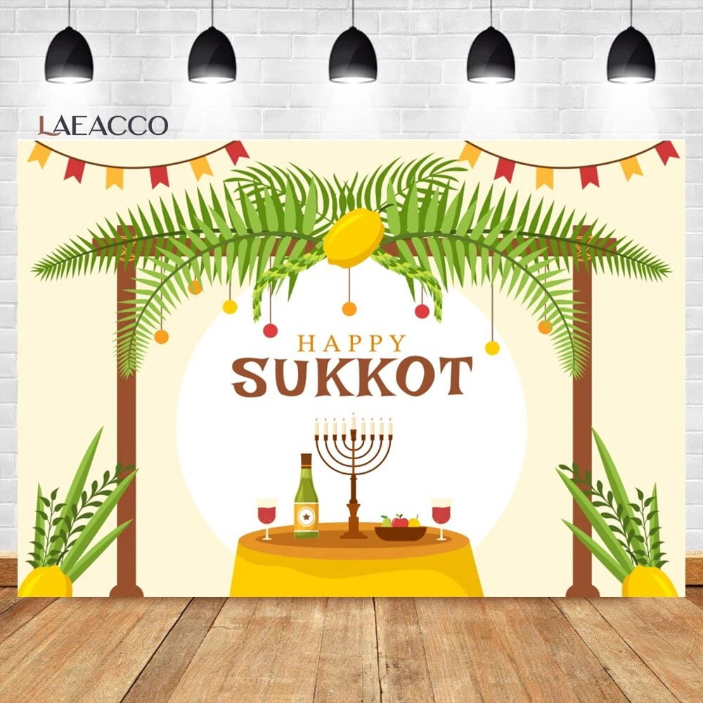 Happy Sukkot Backdrop Sukkah Etrog Lulav Jewish Holiday Celebration ...