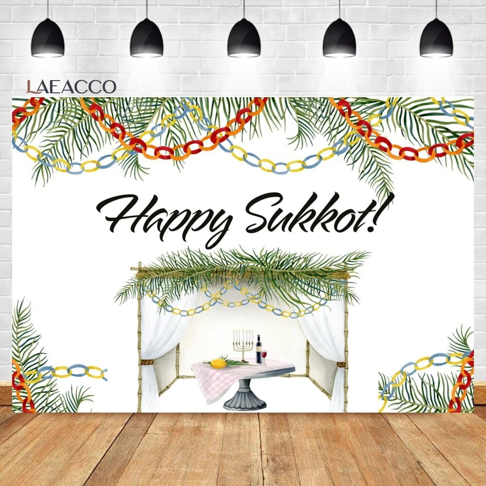 Happy Sukkot Backdrop Sukkah Etrog Lulav Jewish Holiday Celebration ...