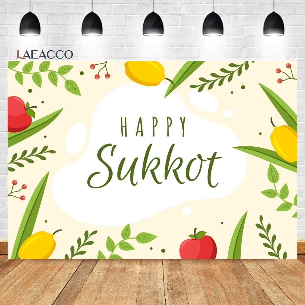 Happy Sukkot Backdrop Sukkah Etrog Lulav Jewish Holiday Celebration ...