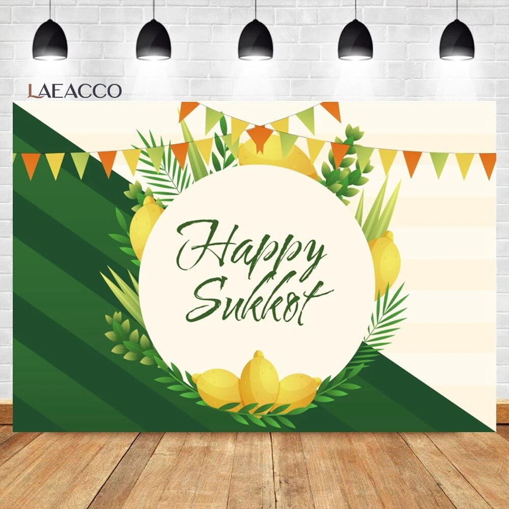 Happy Sukkot Backdrop Sukkah Etrog Lulav Jewish Holiday Celebration ...