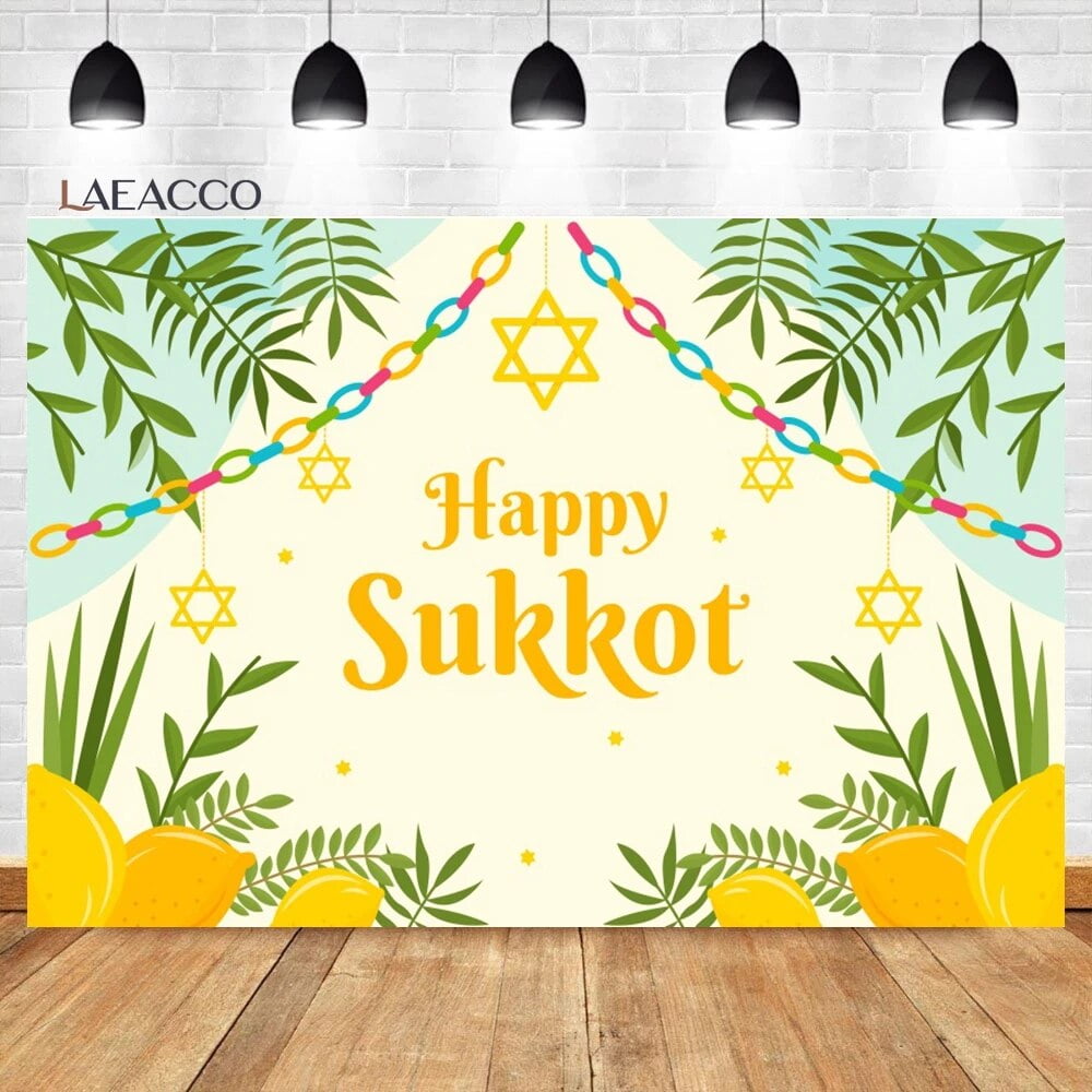 Happy Sukkot Backdrop Sukkah Etrog Lulav Jewish Holiday Celebration ...