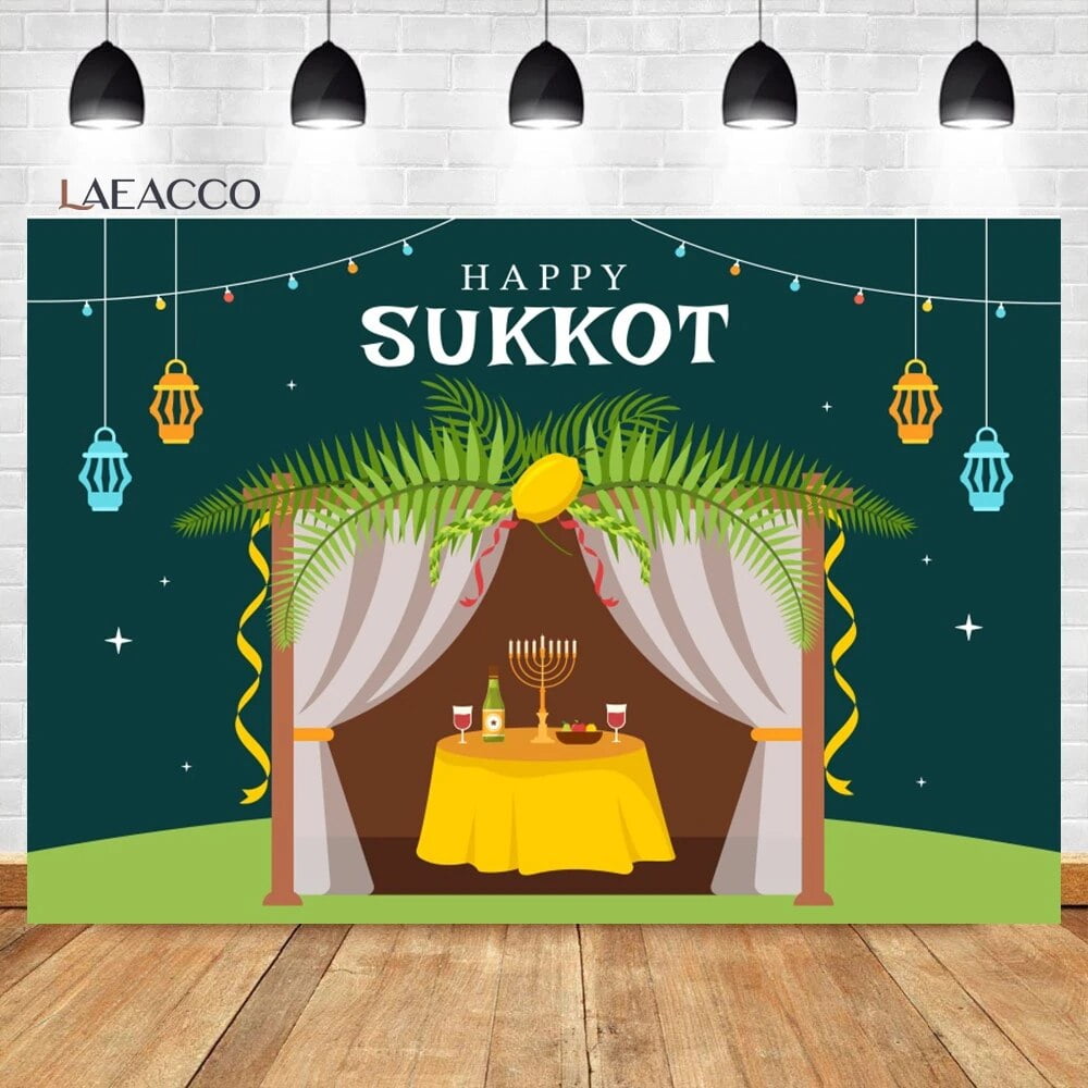 Happy Sukkot Backdrop Sukkah Etrog Lulav Jewish Holiday Celebration ...