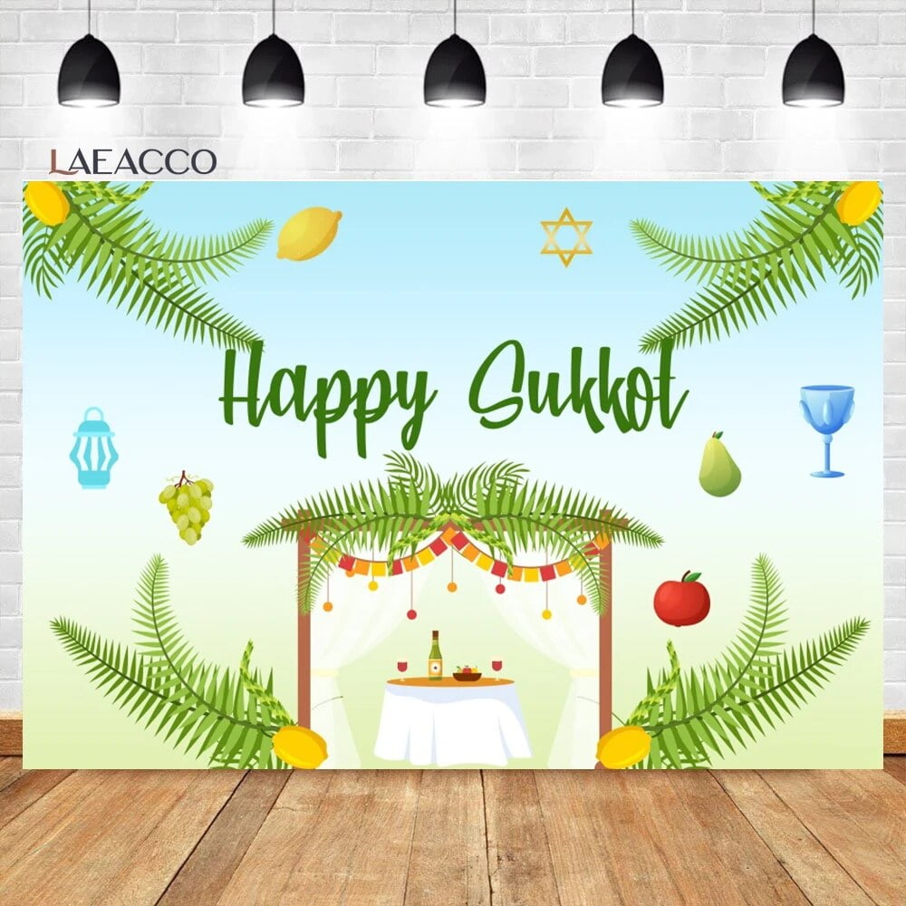 Happy Sukkot Backdrop Sukkah Etrog Lulav Jewish Holiday Celebration ...