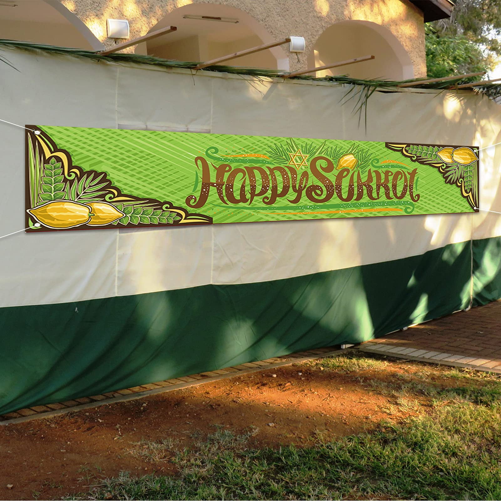 Happy Sukkot Banner for Yard Lawn Fence Decor Israel Sukkah Jewish ...