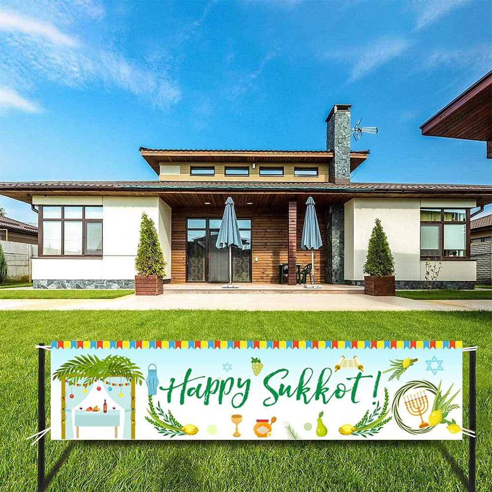 Happy Sukkot Banner for Yard Lawn Fence Decor Israel Sukkah Jewish ...