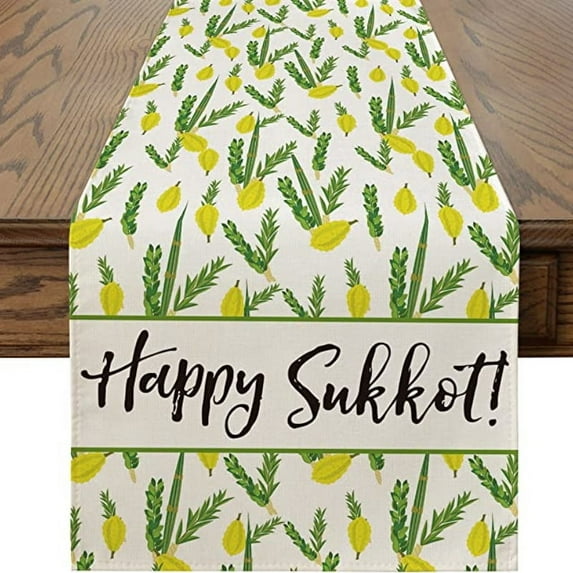Happy Sukkot Etrog Table Runner Sukkah Jewish Holiday Autumn Harvest ...