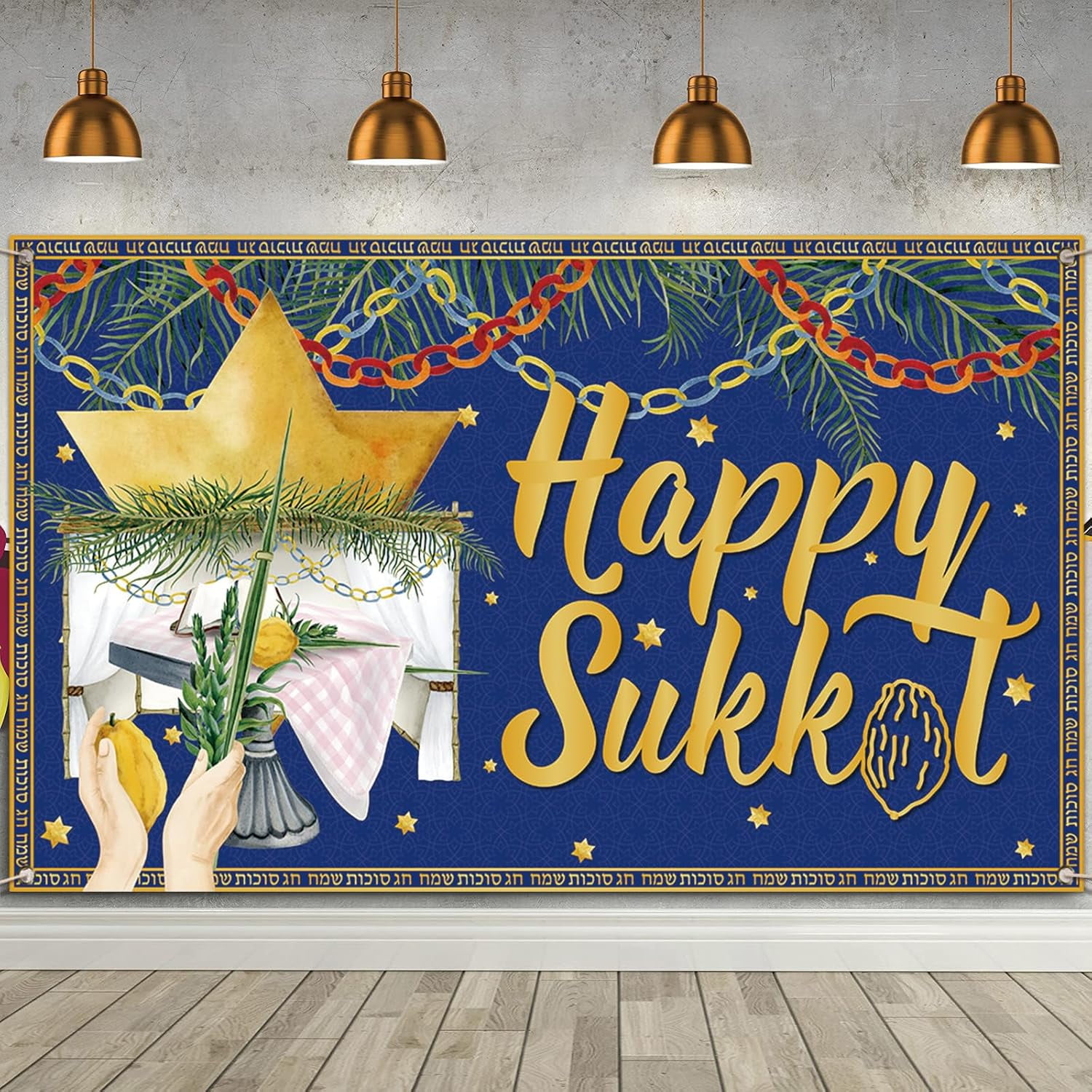 Happy Sukkot Photo Backdrop Happy Sukkah Banner Jewish Sukkot Sukkah ...