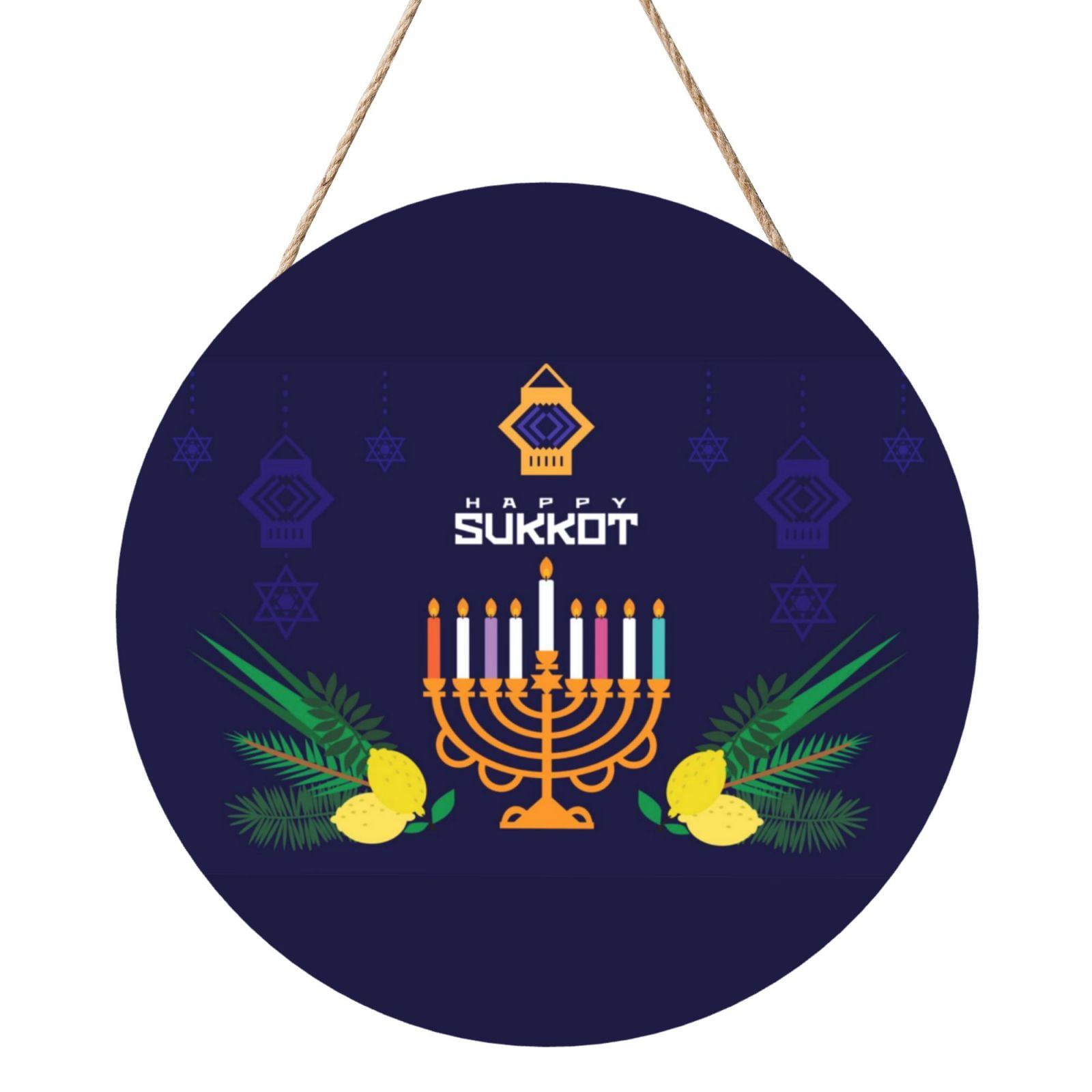 Happy Sukkot Sukkah Jewish Holiday Wooden Hanging Sign Ornament Welcome ...