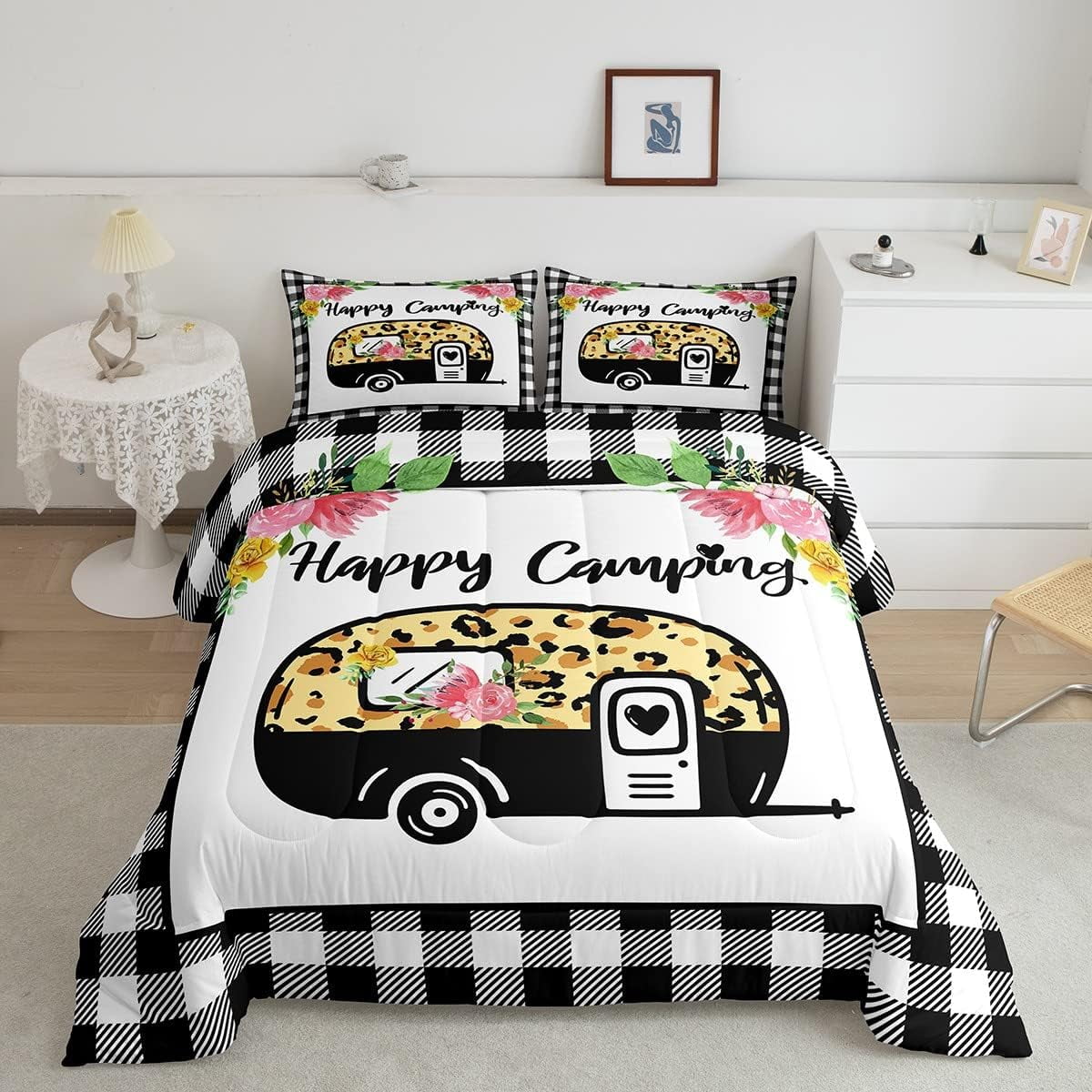 Happy Summer Camp Bedding Comforter Sets Rv Camper Decor Happy Camping ...