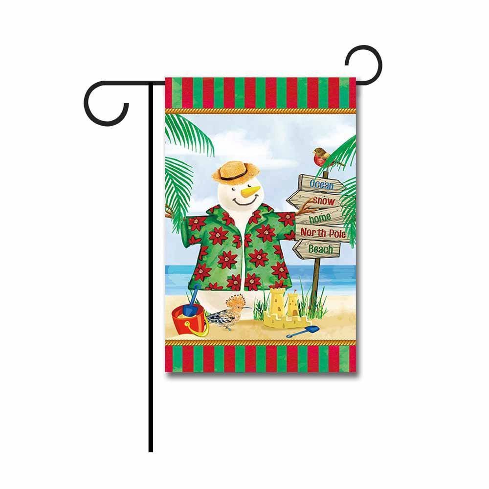 Happy Summer Holiday Snowman at the Beach Small Garden Flag Guidepost ...