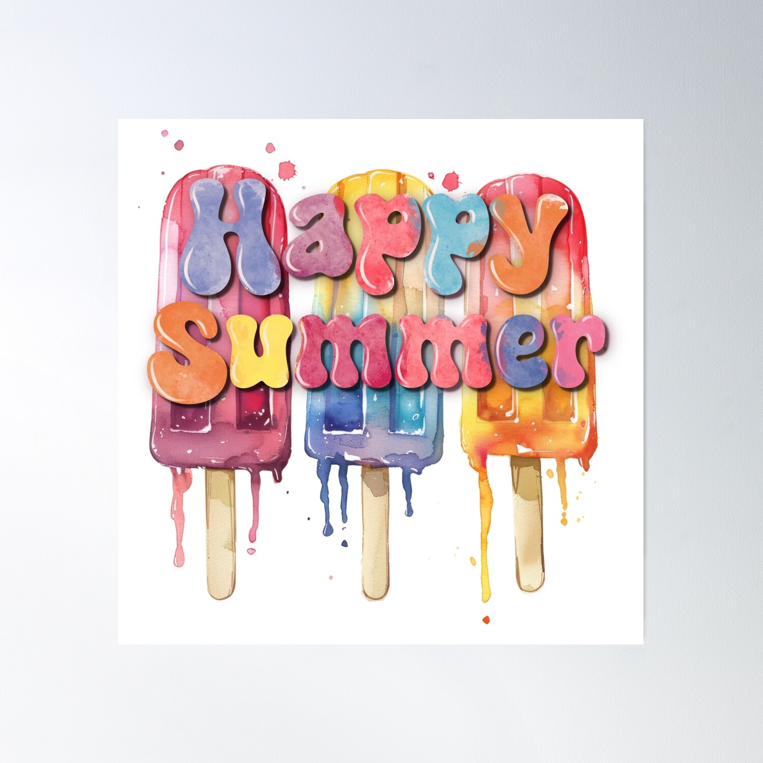 Happy Summer Poster Wall Art, Modern Wall Decor, 30x30 UNFRAMED ...