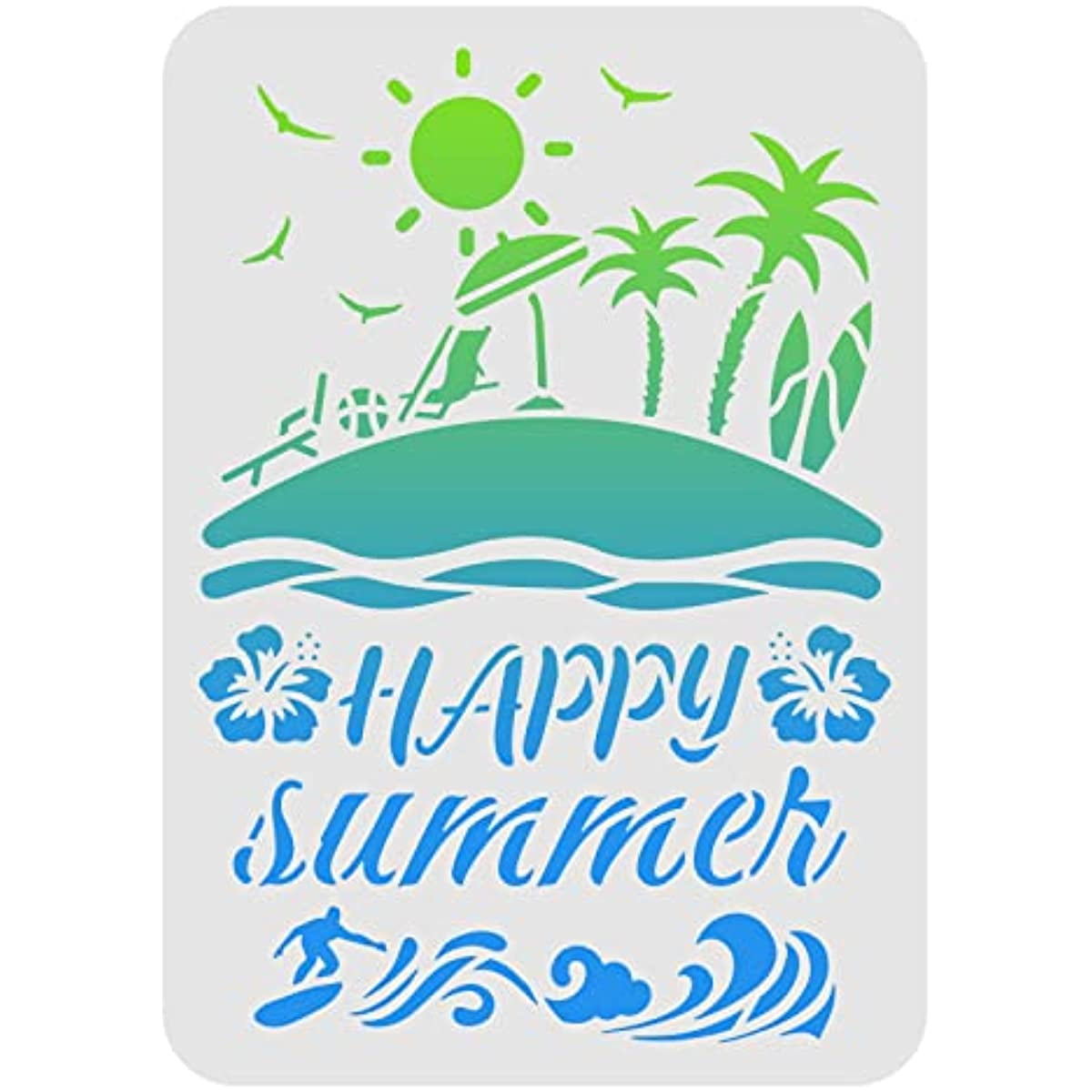 Happy Summer Stencil for Painting Summer Theme Stencils Beach Stencil ...
