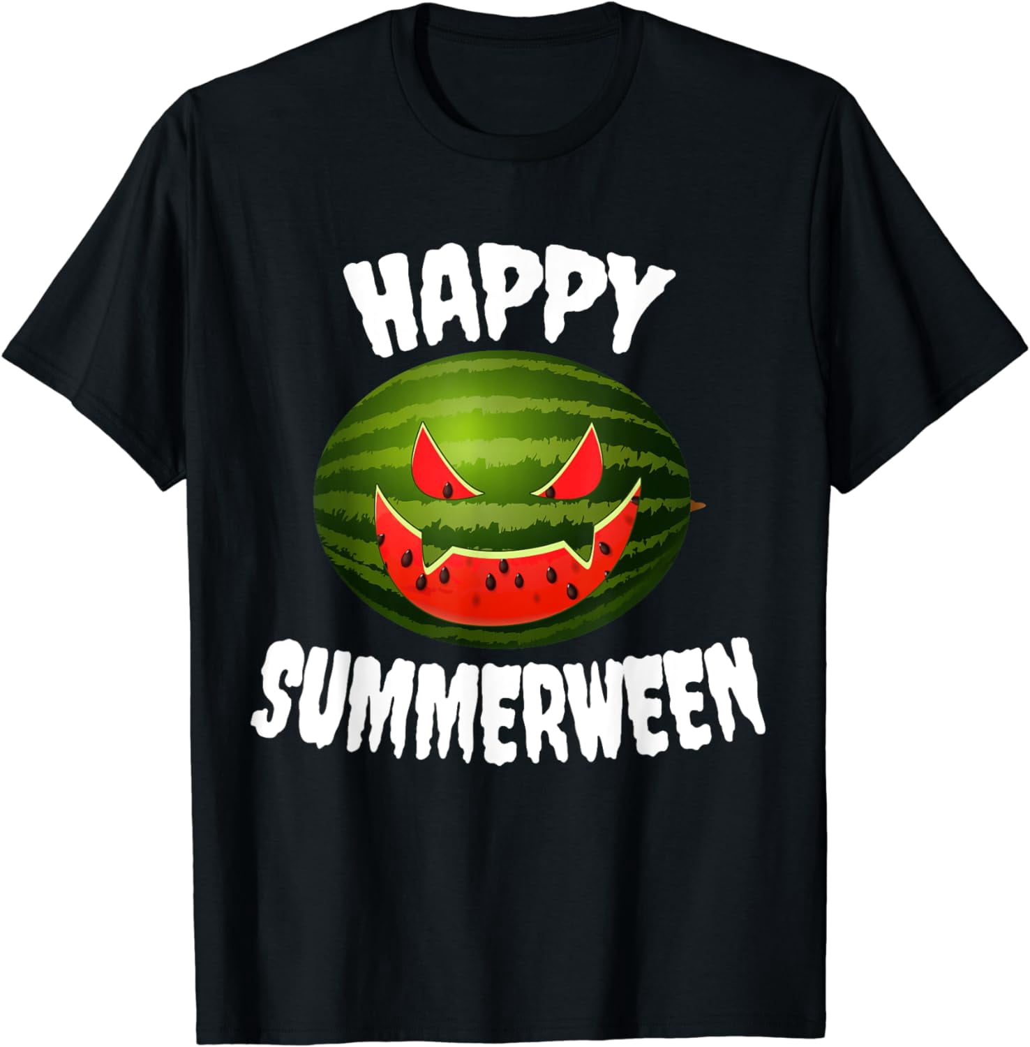 Happy Summerween Retro Watermelon Jack O Lantern T-Shirt - Walmart.com