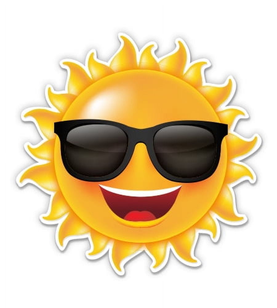 Happy Sun - 3" Vinyl Sticker - For Car Laptop I-Pad Phone Helmet Hard ...