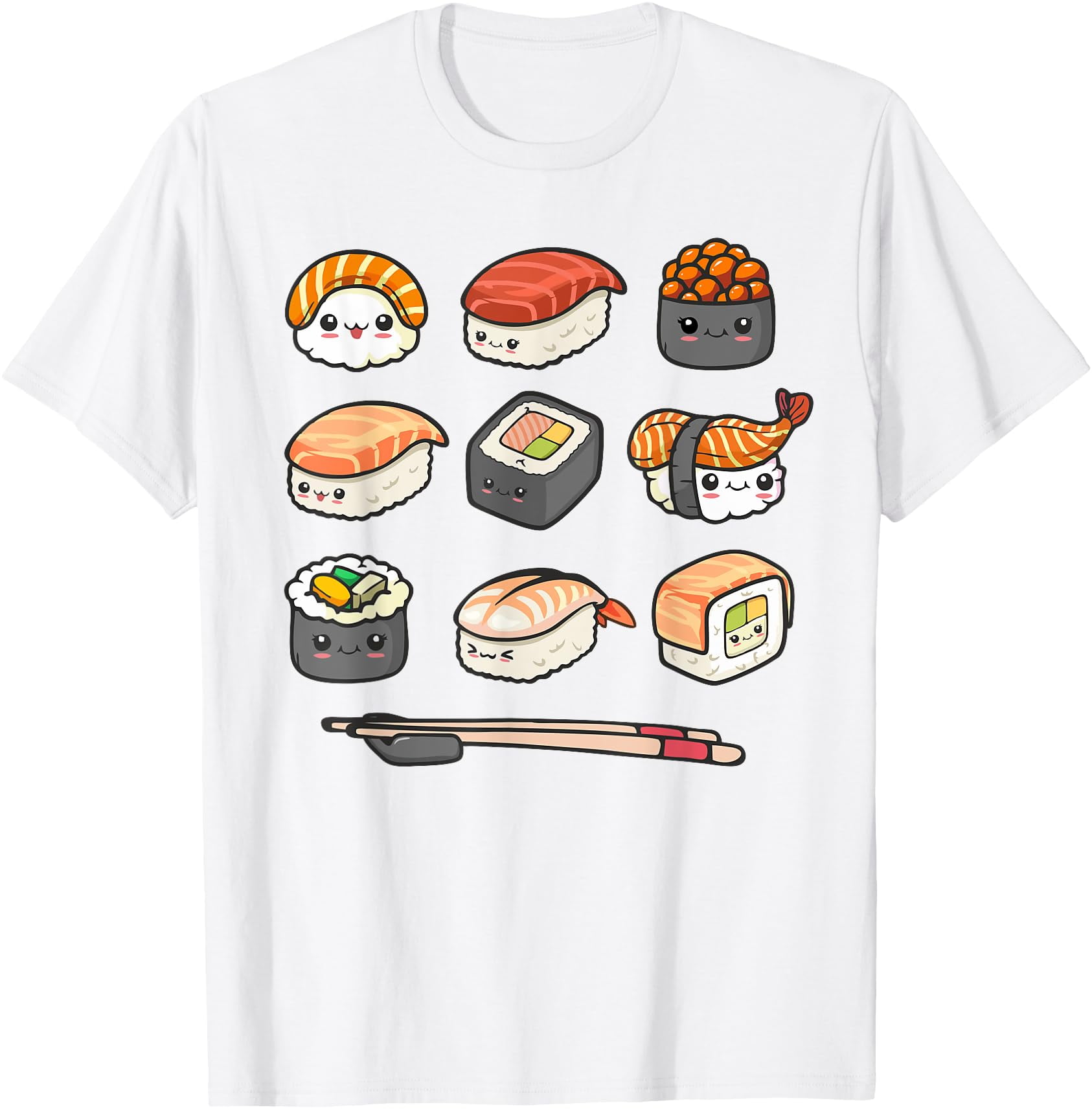 Happy Sushi Anime Kawaii Set Japanese Food Lover Otaku Manga Softstyle ...