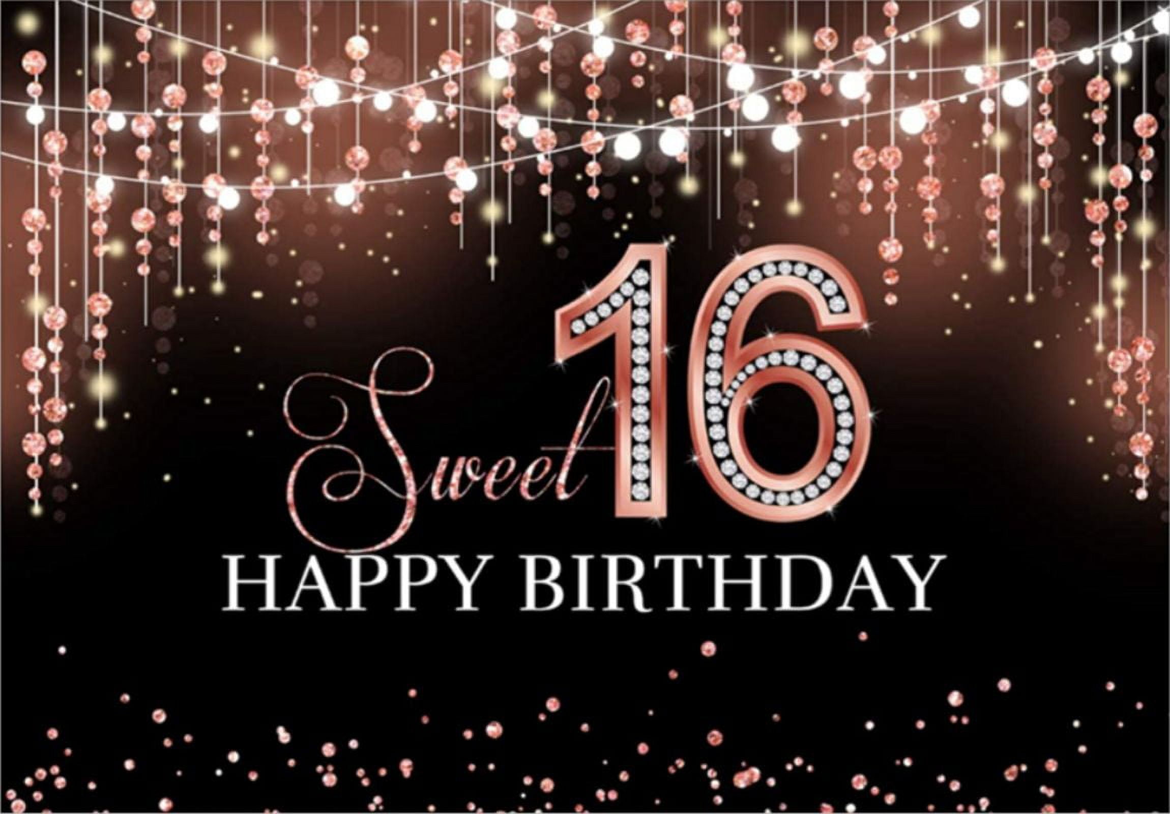 Happy Sweet 16th Birthday Banner Background ration Golden White Sweet ...