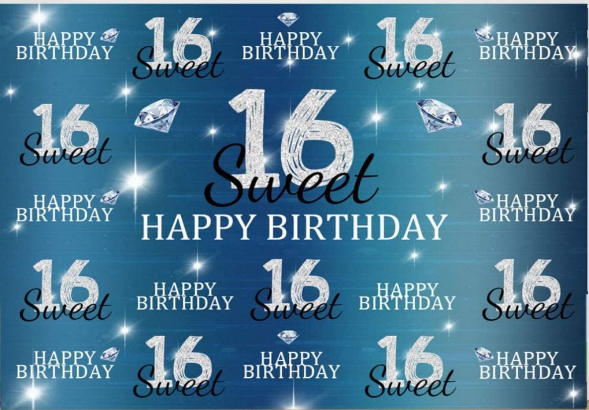 Happy Sweet 16th Birthday Party Banner Background ration Rose Gold Pink ...