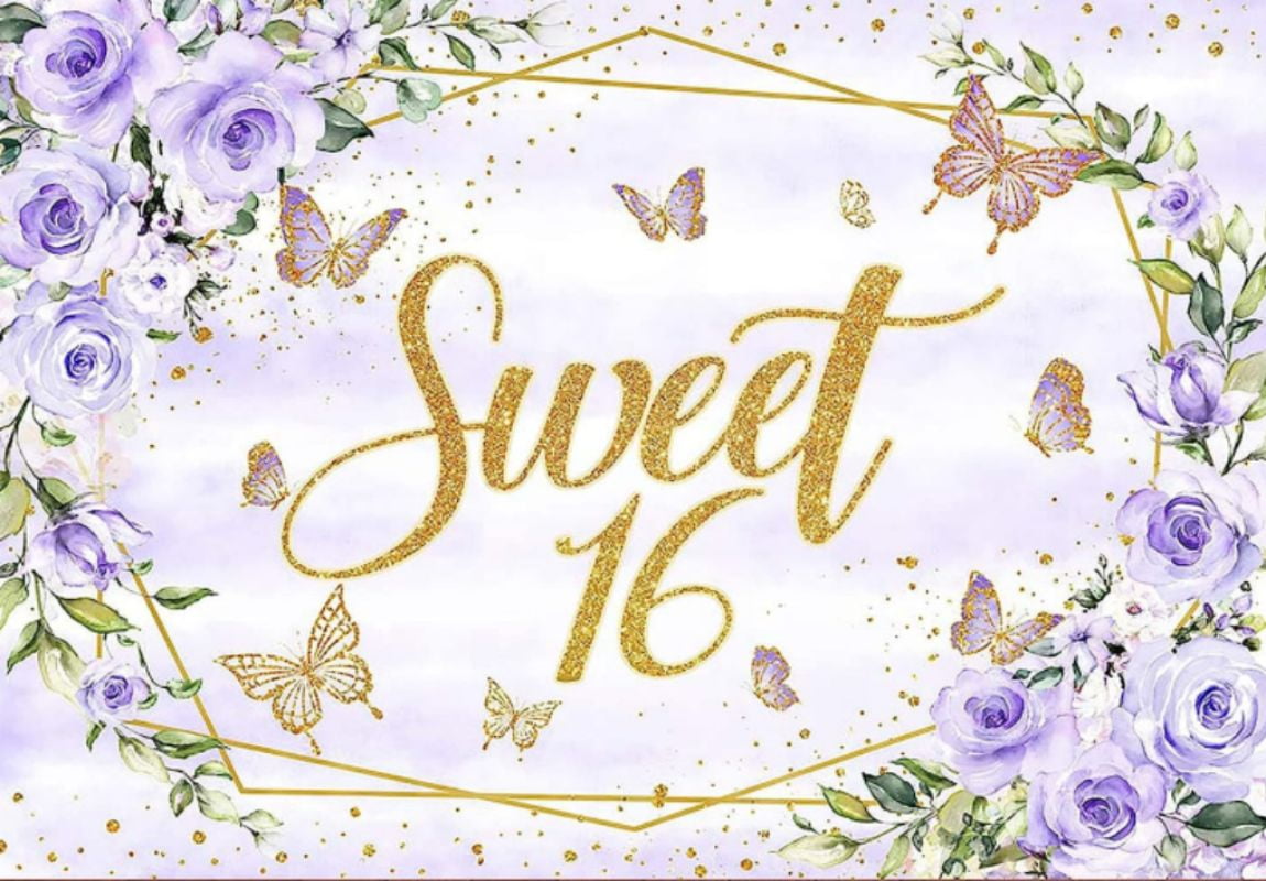 Happy Sweet 16th Birthday Party Banner Background ration Rose Gold Pink ...