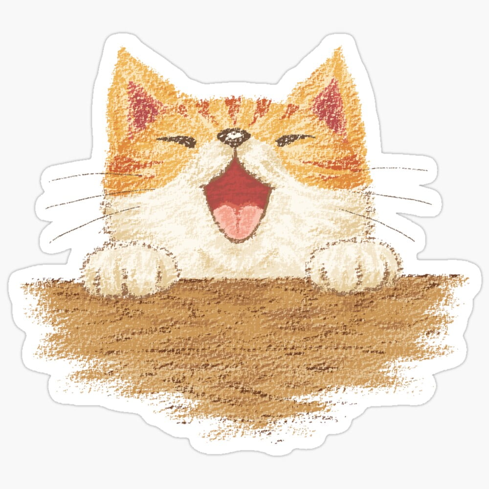 Happy Tabby Sticker Phone Decal Water Bottle Stickers Car Decals ...