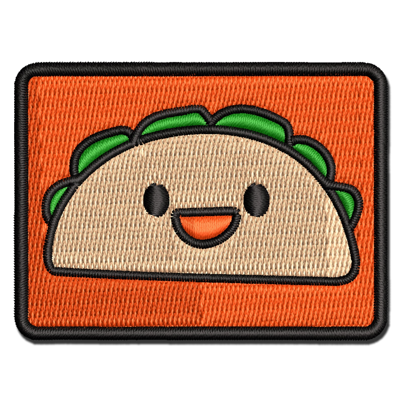 Happy Taco Doodle Applique Multi-Color Embroidered Iron-On Patch - 2.0 ...