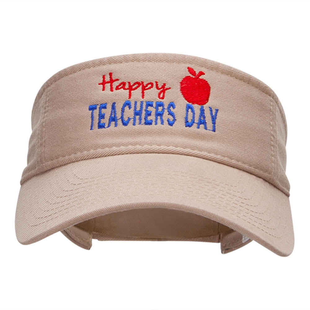 Happy Teachers Day Embroidered Cotton Twill Washed Visor - Khaki OSFM - Walmart.com