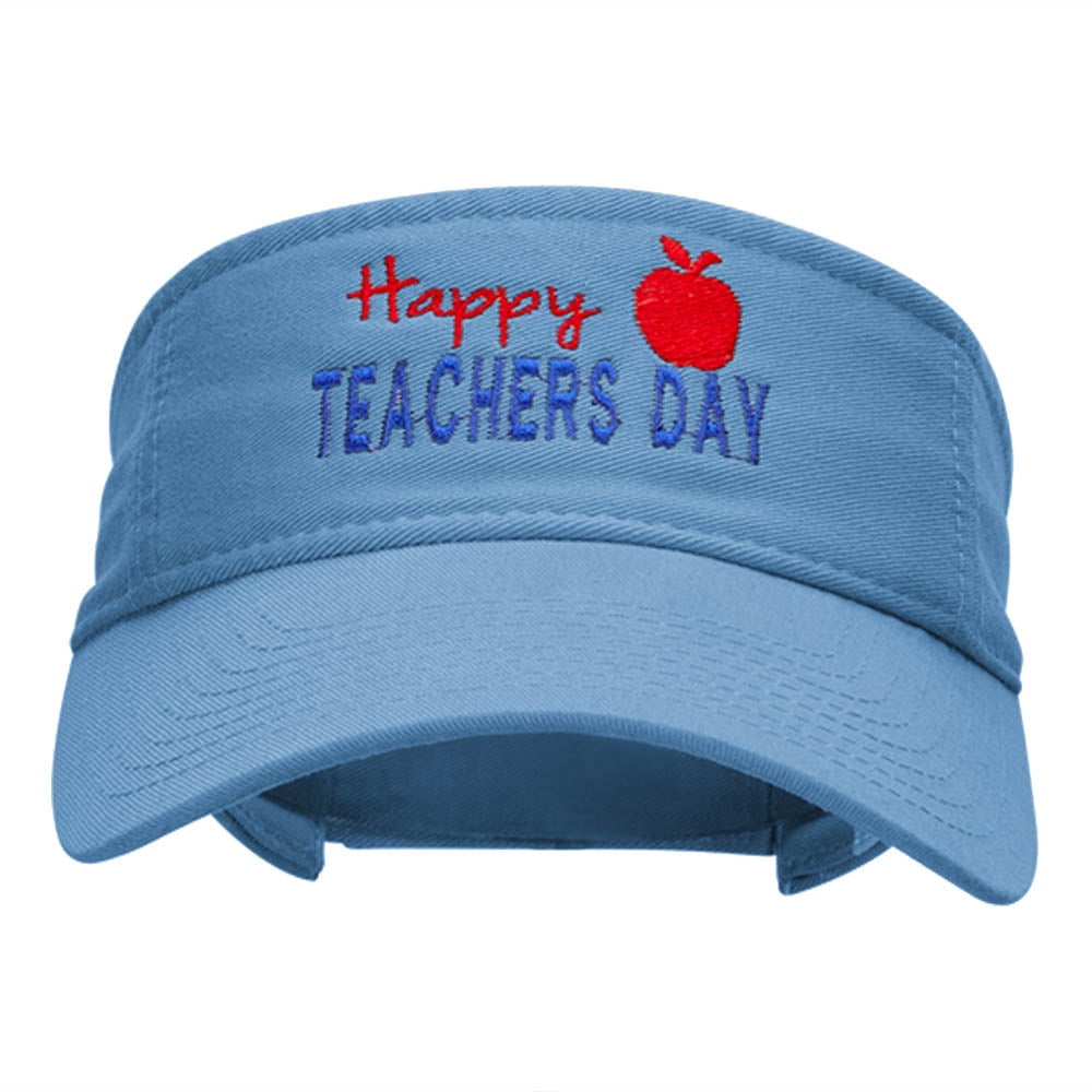 Happy Teachers Day Embroidered Cotton Twill Washed Visor - Lt Blue OSFM - Walmart.com