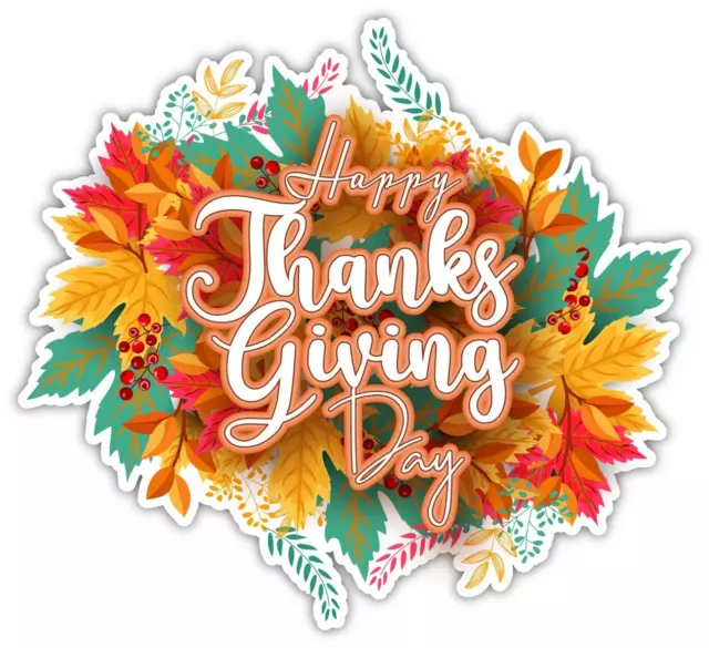 Happy Thanks Giving Day Large Us Sticker Holiday Decal Wall, Car, Door ...
