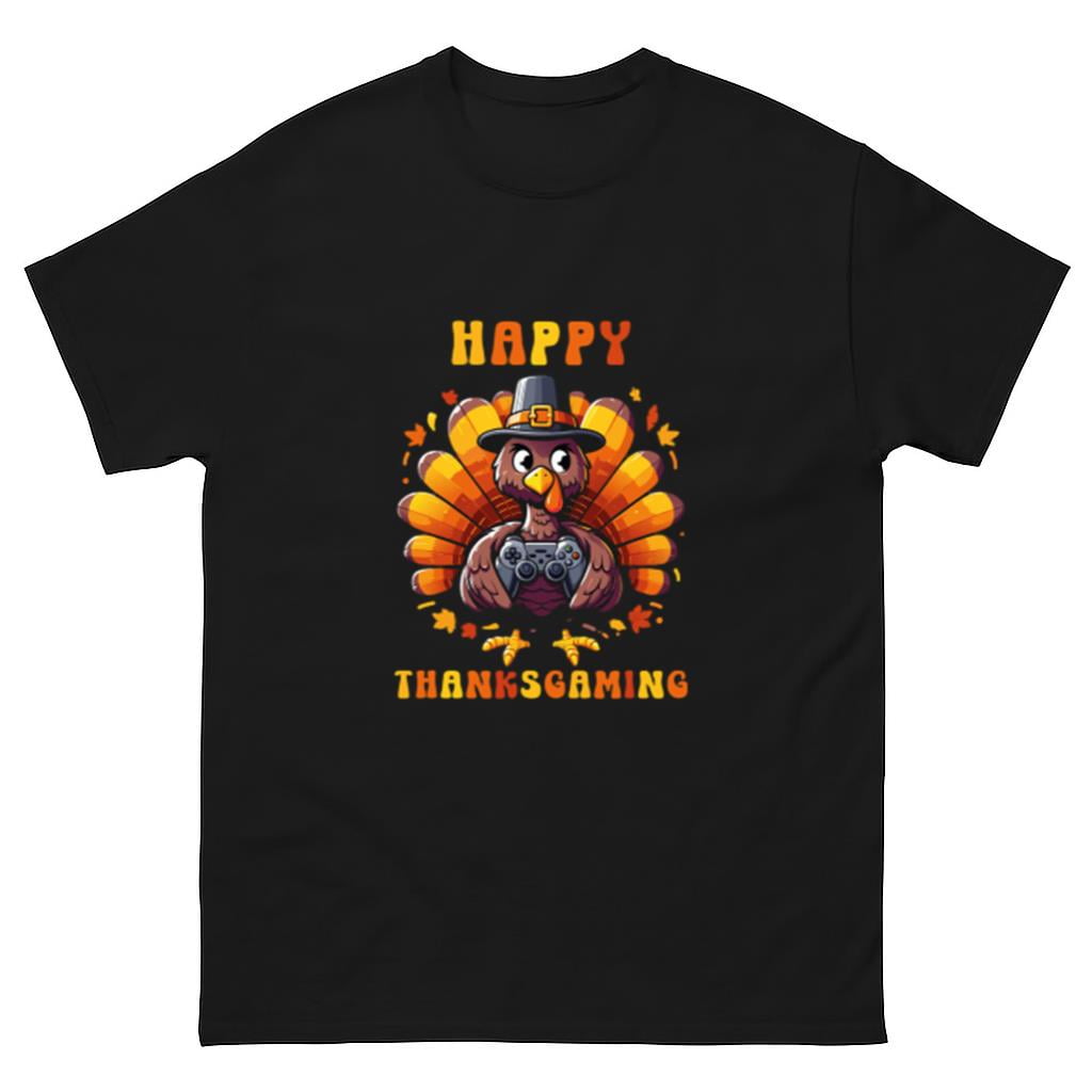 Happy Thanksgaming Video Gamer Mens Thanksgiving Fun Unisex T-Shirt, up ...