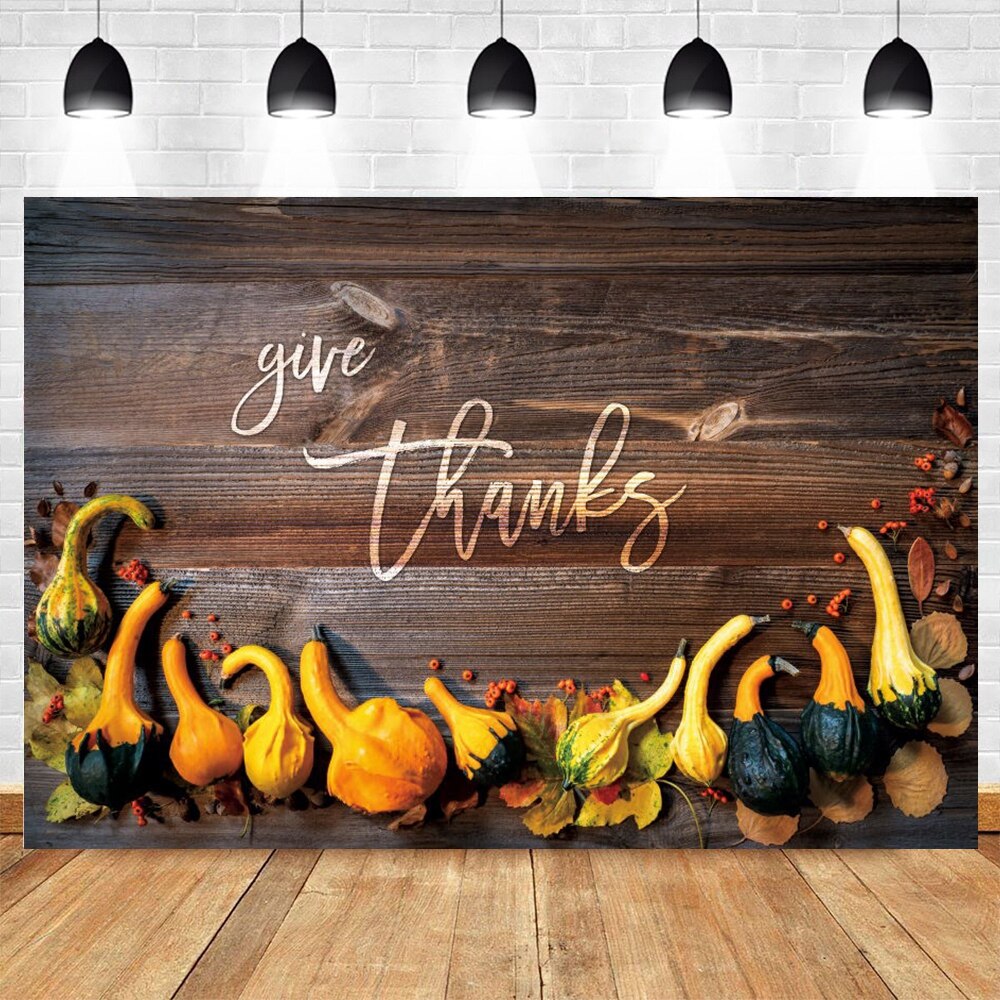 Happy Thanksgiving Backdrop Autumn Farm Pumpkin Turkey Give Thanks ...