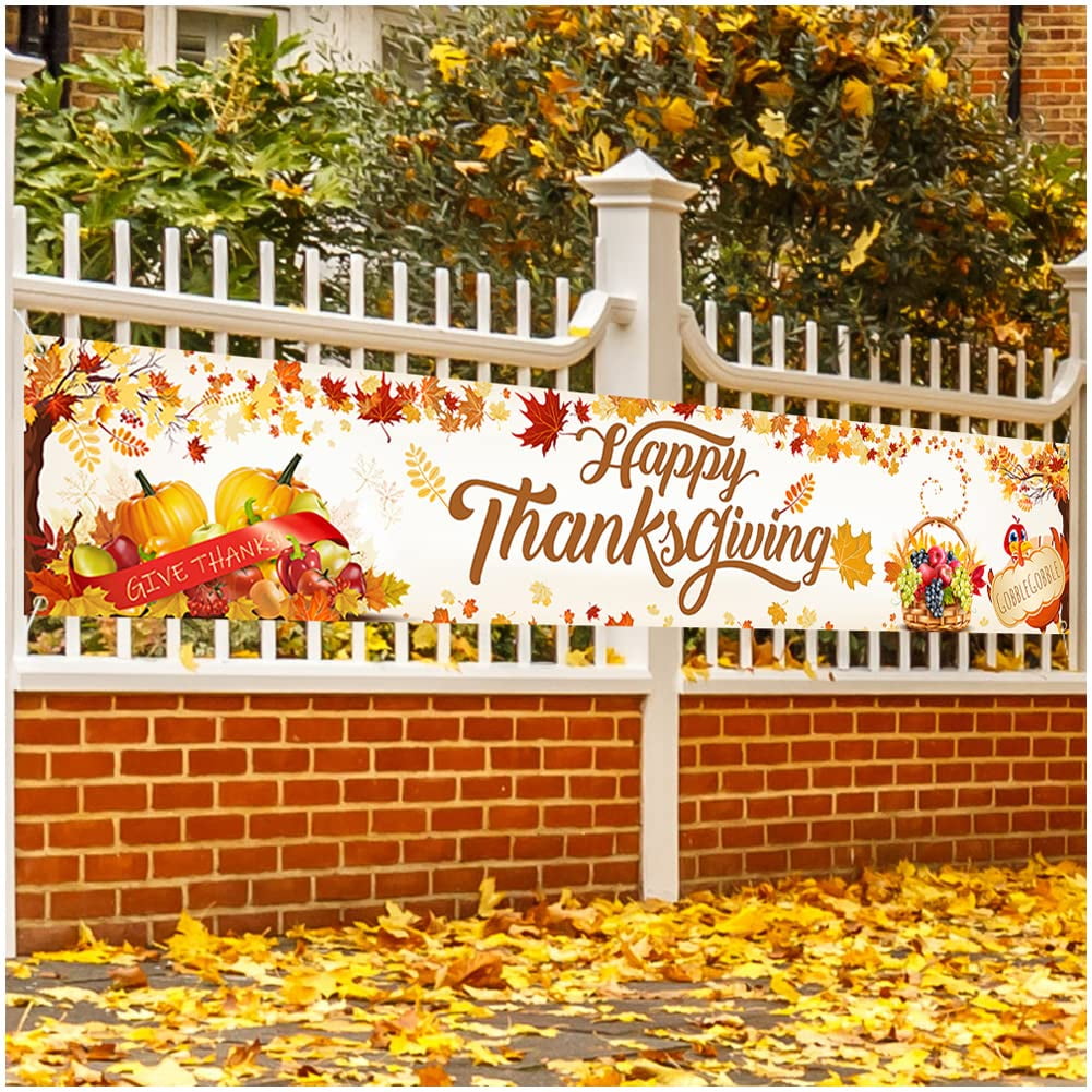 Happy Thanksgiving Banner Happy Fall Lawn Yard Sign Party Supplies ...