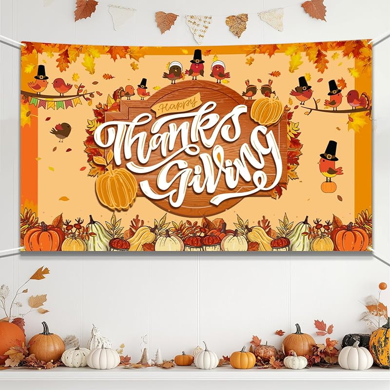 Happy Thanksgiving Banner Large 72x44 Inch Fall Party Thanksgiving ...