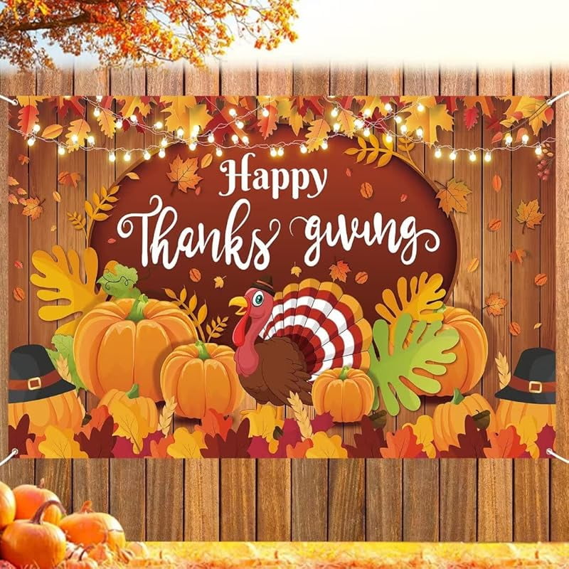 Happy Thanksgiving Banner, Large Thanksgiving Backdrop, Happy Fall ...