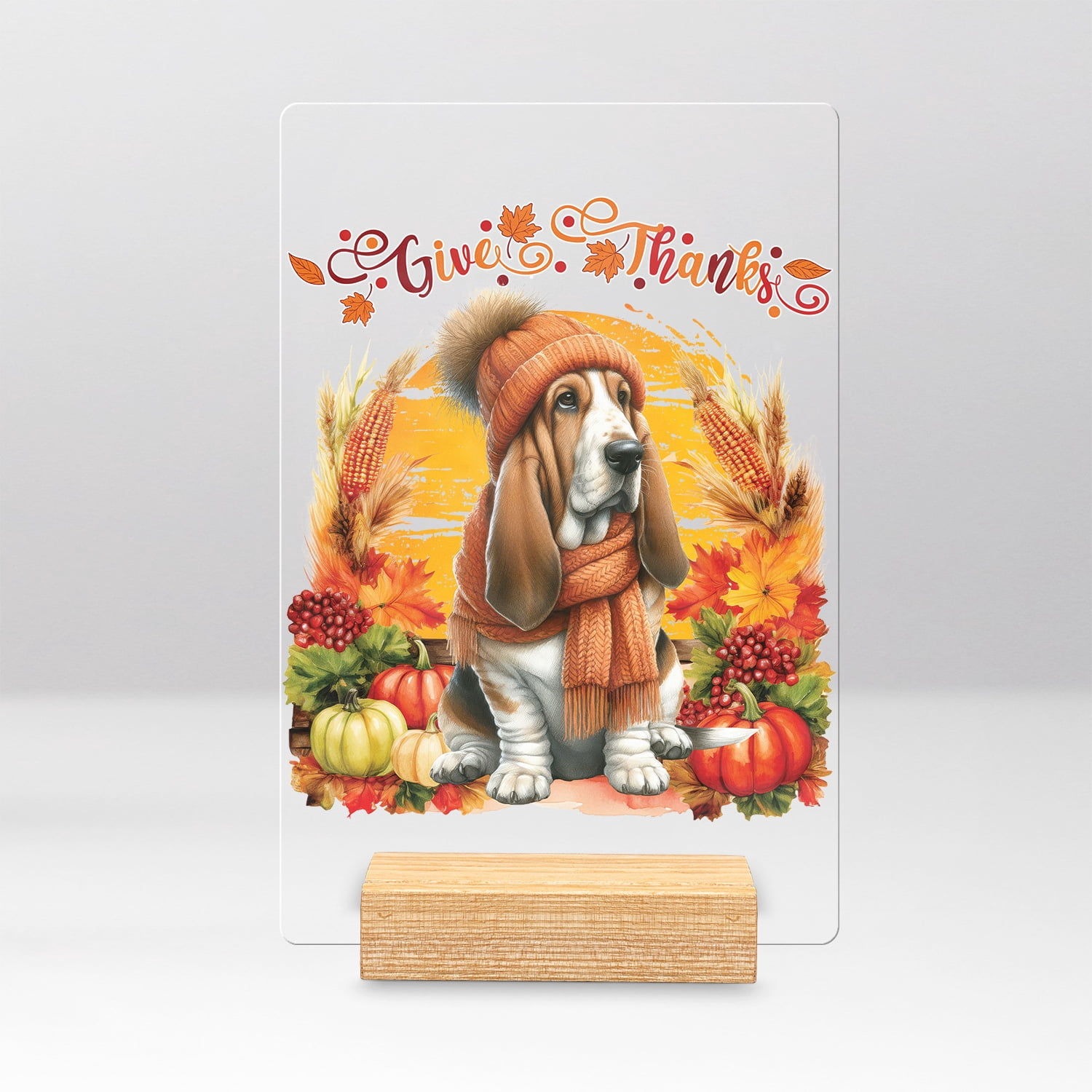 Happy Thanksgiving Basset Hound Give Thanks Fall Beanie Scarf Welcome ...