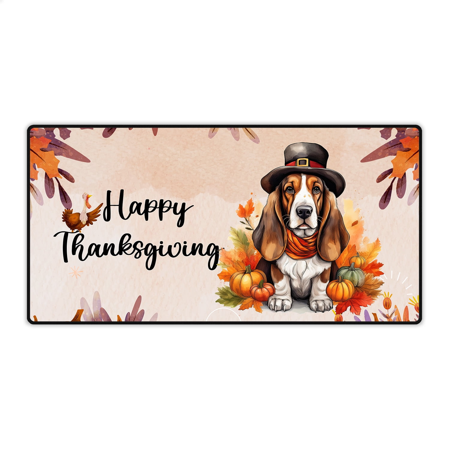 Happy Thanksgiving Basset Hound Welcome Thankful Fall Autumn Pumpkin ...