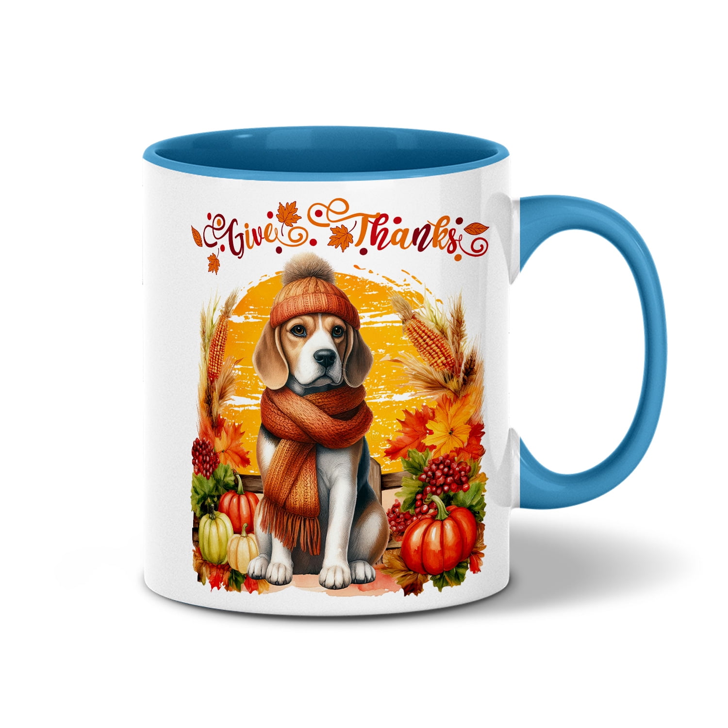 Happy Thanksgiving Beagle Give Thanks Fall Beanie Scarf Welcome 11oz ...
