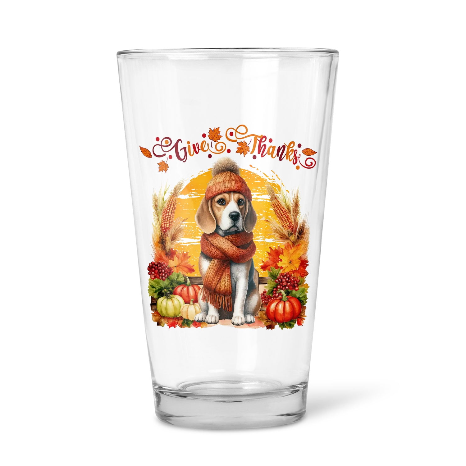 Happy Thanksgiving Beagle Give Thanks Fall Beanie Scarf Welcome 16oz ...