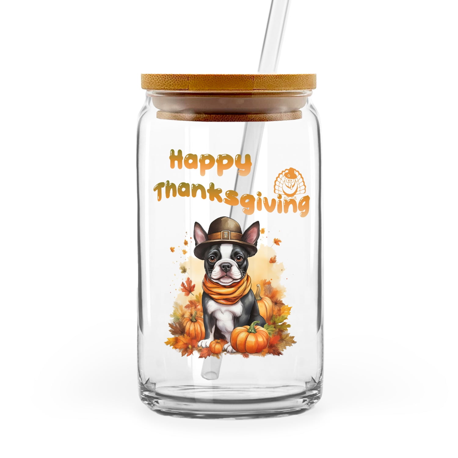 Happy Thanksgiving Boston Terrier Welcome Thankful Fall Autumn Pumpkin ...