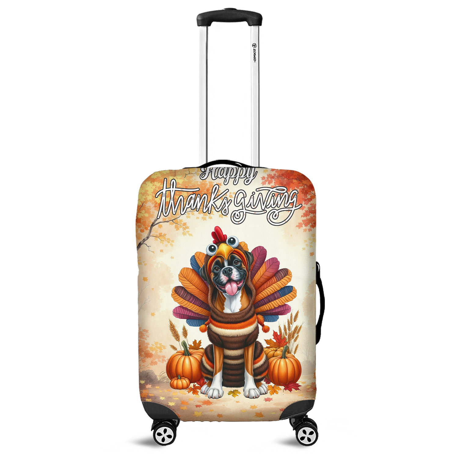 Happy Thanksgiving Boxer Turkey Costume Pumpkins Autumn Leaves Travel ...