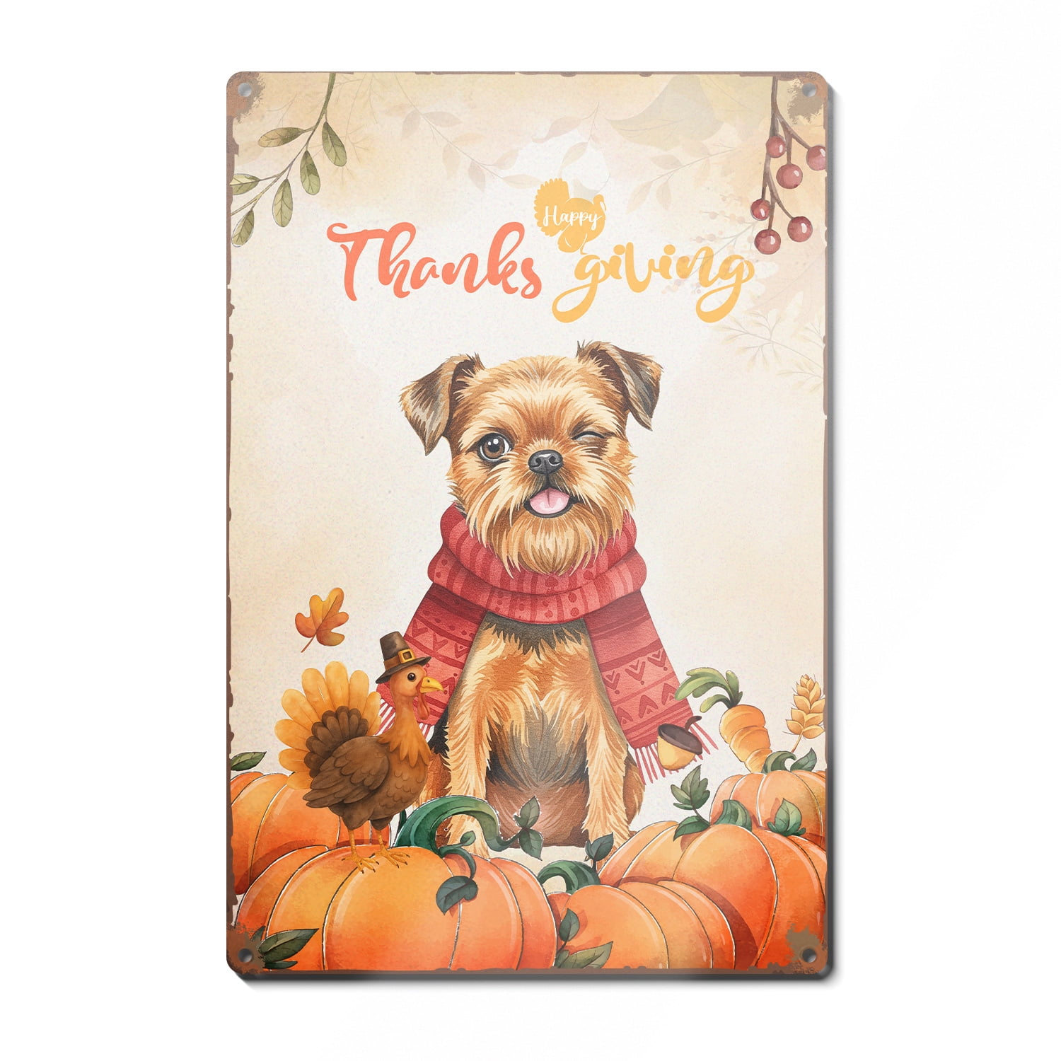Happy Thanksgiving Brussels Griffon with Turkey Pumpkins Autumn Vibes ...