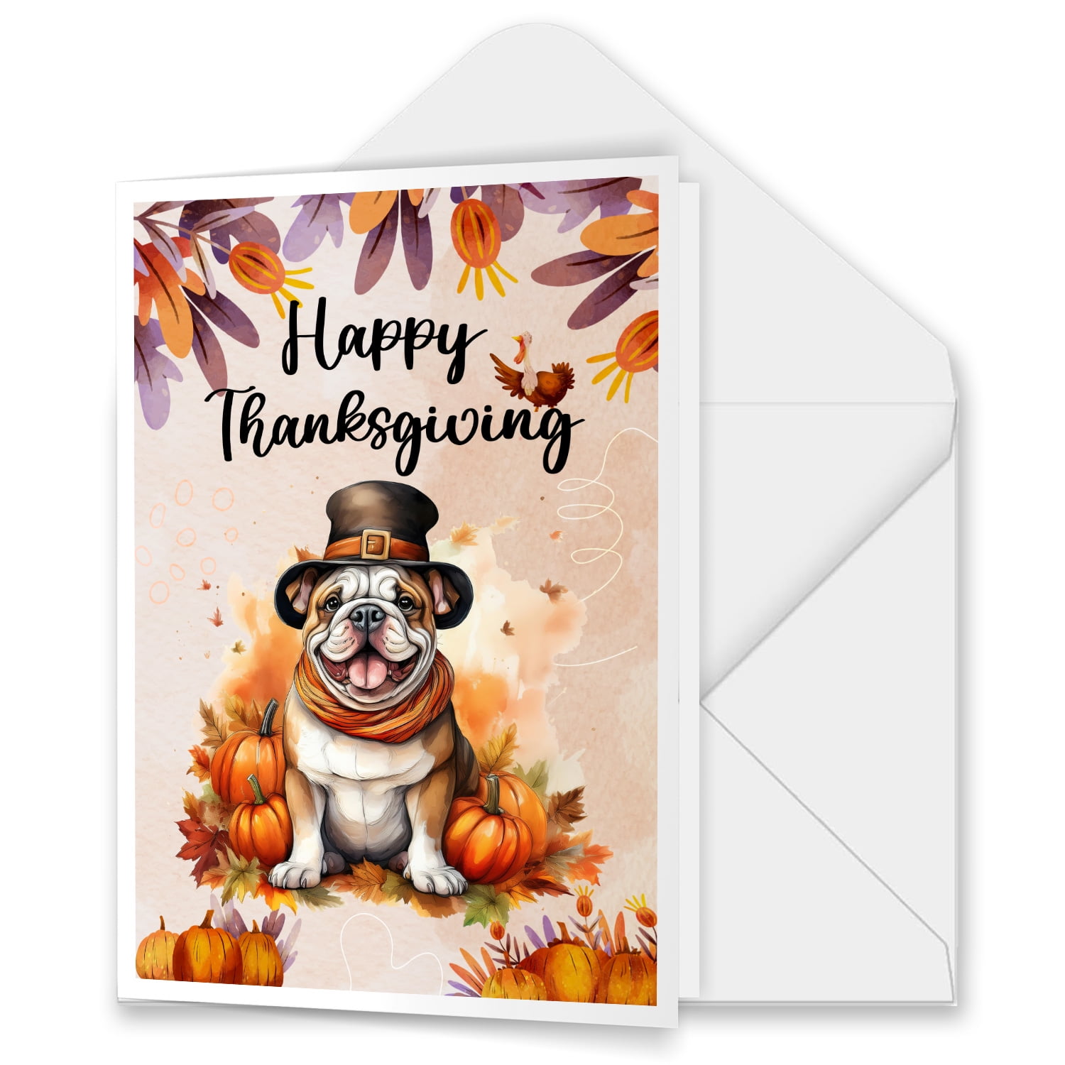 Happy Thanksgiving Bulldog Welcome Thankful Fall Autumn Pumpkin 5x7in ...