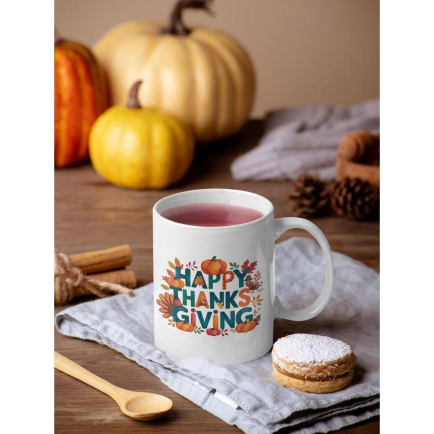 Happy Thanksgiving Ceramic Mug Festive Fall Themed Coffee Cup with ...