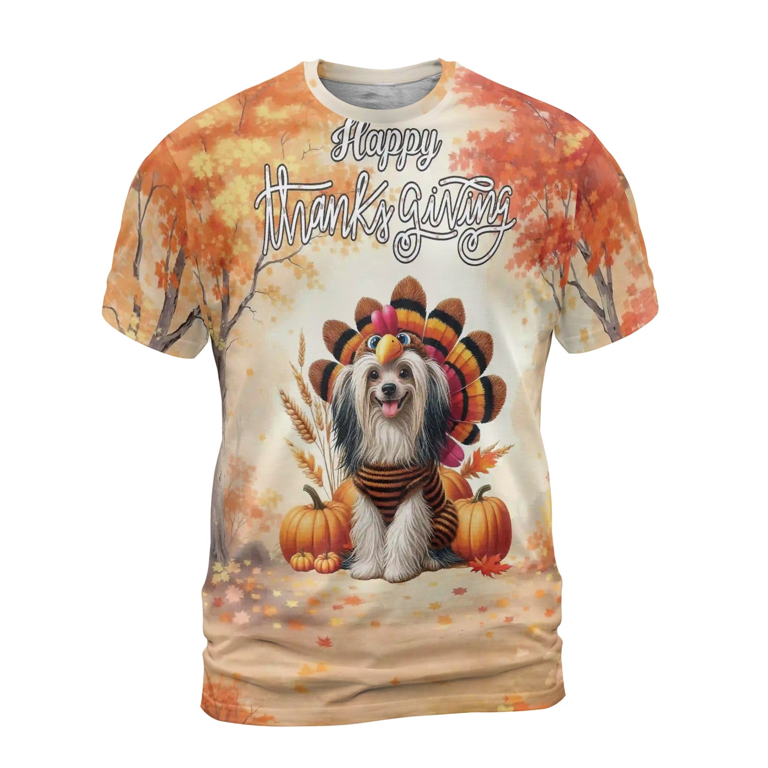 Happy Thanksgiving Chinese Crested Turkey Costume Pumpkins Autumn ...