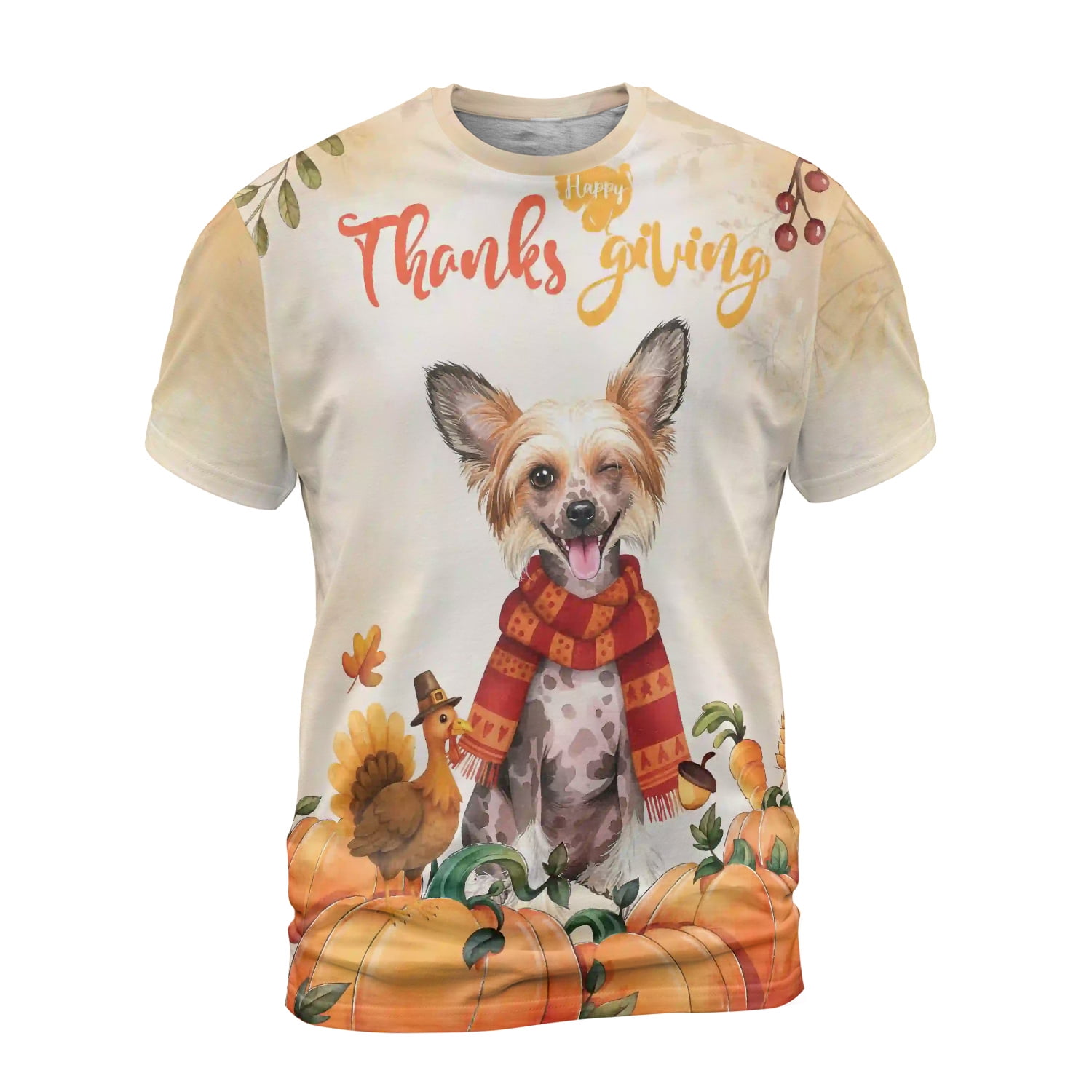 Happy Thanksgiving Chinese Crested with Turkey Pumpkins Autumn Vibes ...